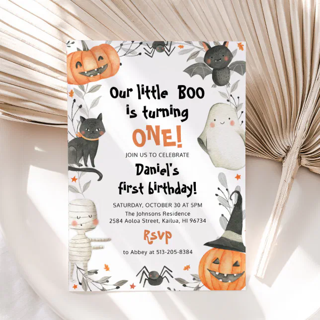 Halloween Our Little Boo Birthday Party Invitation | Zazzle