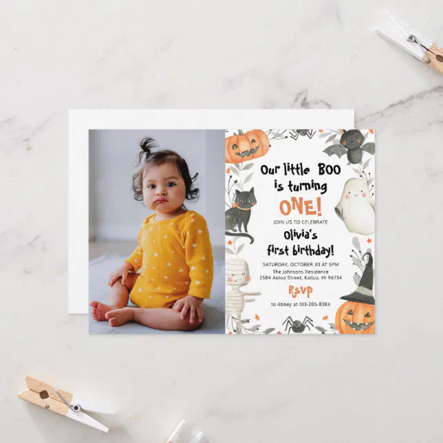 Halloween Our Little Boo Birthday Party Invitation | Zazzle