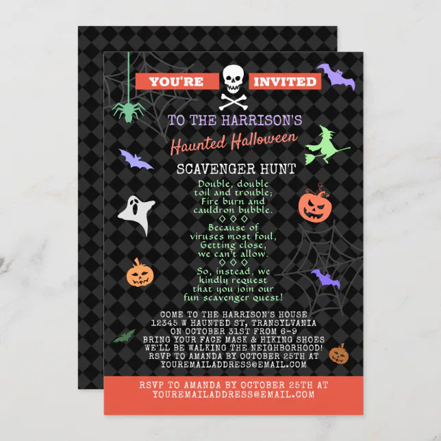 Halloween Pandemic Scavenger Hunt Party Invitation | Zazzle