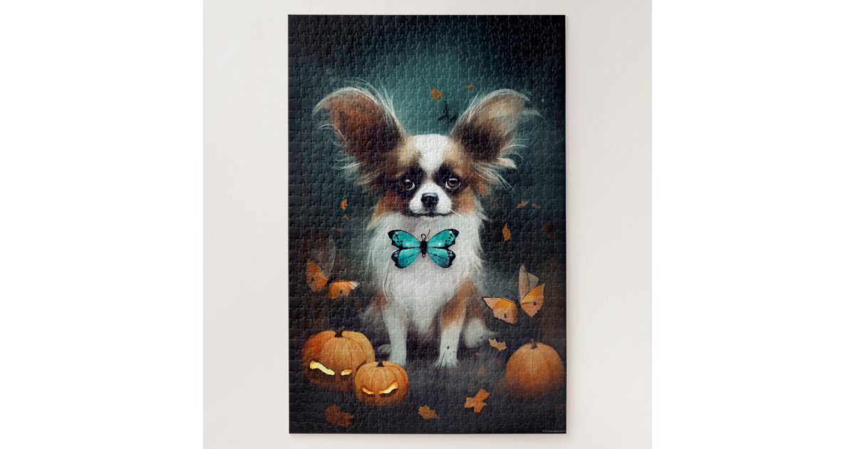 Halloween Papillon With Pumpkins Scary Jigsaw Puzzle | Zazzle