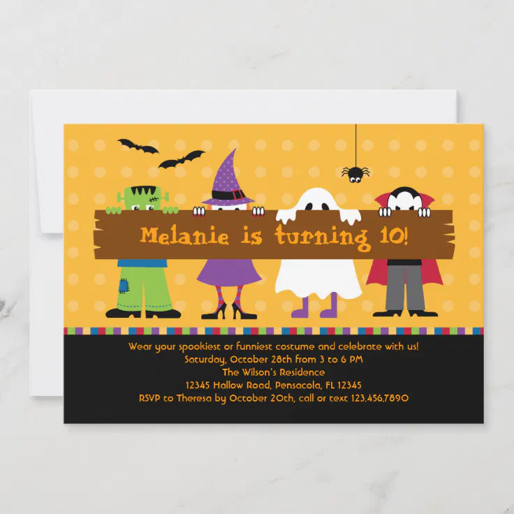 Halloween Parade Costume Birthday Party Invitation | Zazzle
