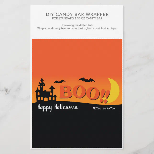 Halloween Party 1.55 oz Candy Bar Wrapper | Zazzle