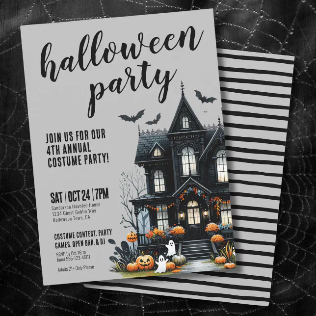 Halloween Party Annual Costume Haunted House Invitation | Zazzle