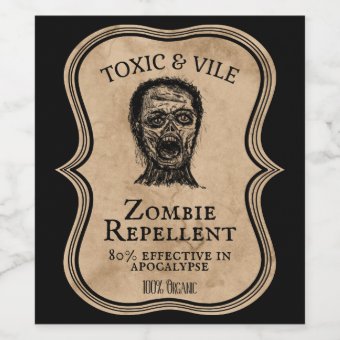 halloween party Apothecary potion decor zombie Wine Label | Zazzle