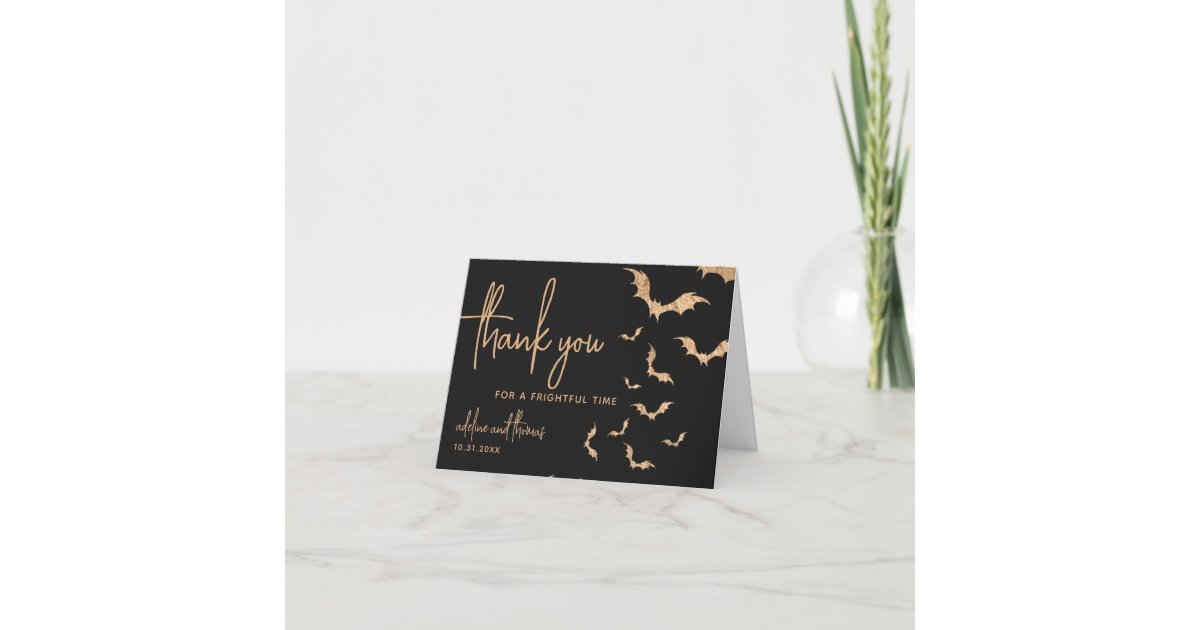 Halloween Party Bats Thank You Card | Zazzle