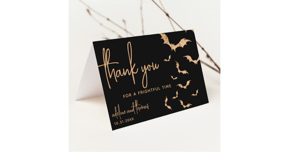Halloween Party Bats Thank You Card | Zazzle