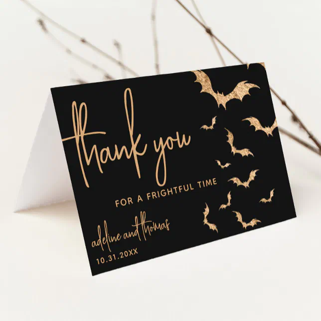 Halloween Party Bats Thank You Card | Zazzle