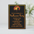 Halloween Party Cat Pumpkin and Bats Invitation | Zazzle