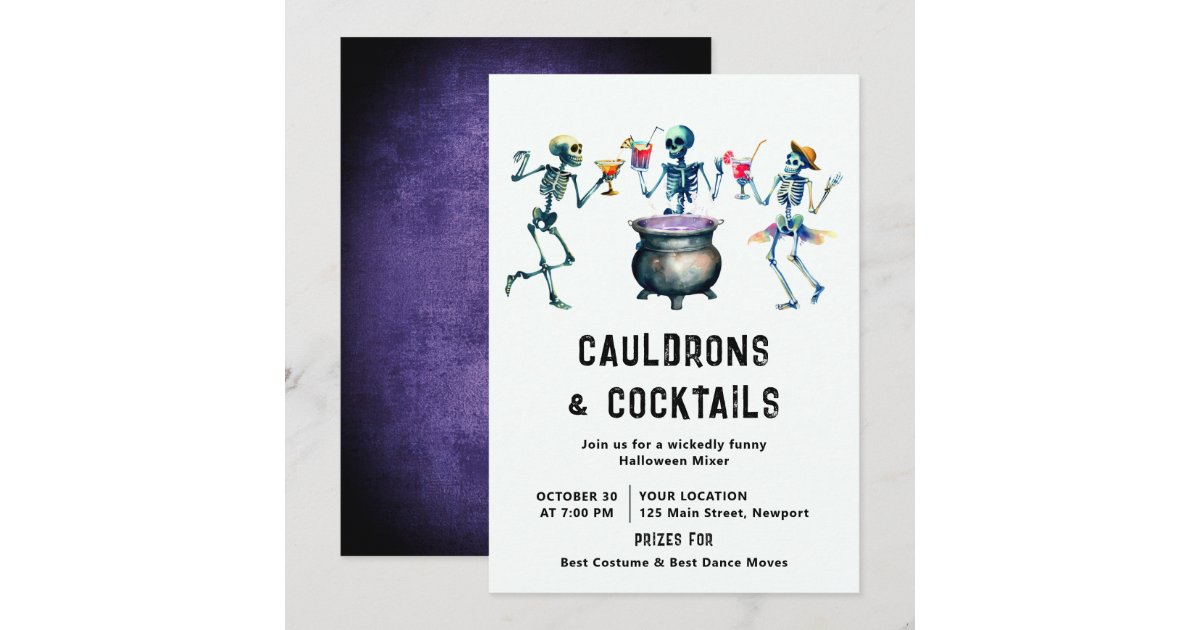 Halloween Party Cauldrons Cocktails Mixer Funny Invitation | Zazzle
