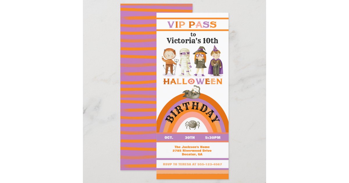 Halloween Party Costume VIP pass ticket Invitation | Zazzle