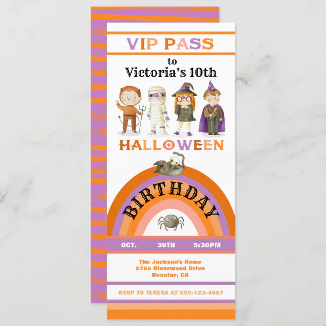 Halloween Party Costume VIP pass ticket Invitation | Zazzle