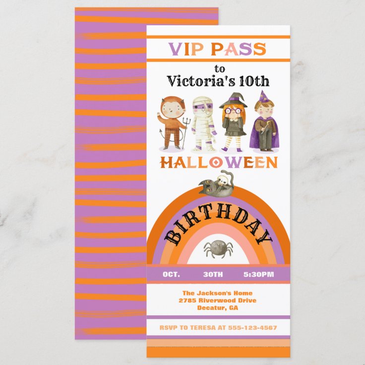 Halloween Party Costume VIP pass ticket Invitation | Zazzle