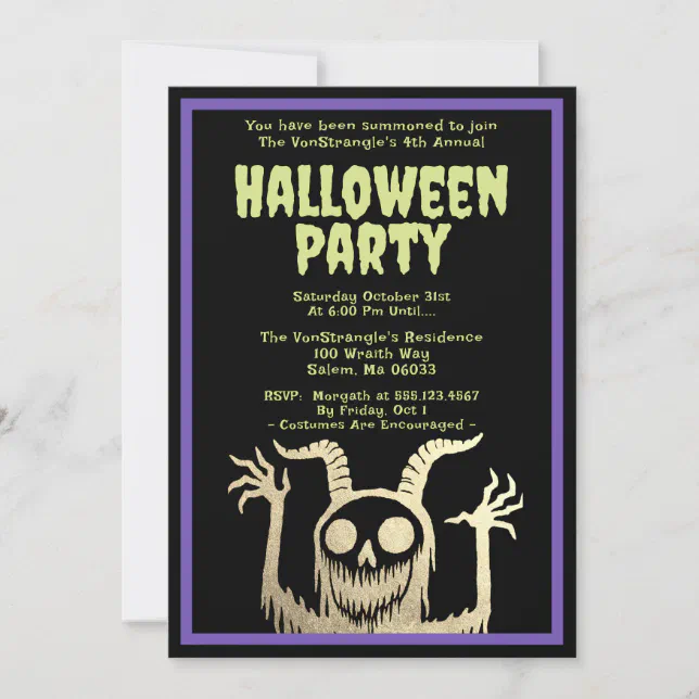 Halloween Party Creepy Demonic Monster Invitation | Zazzle