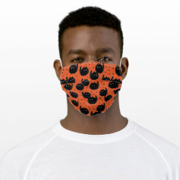 Halloween Party Cute Black Cat Adult Cloth Face Mask | Zazzle