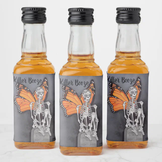 Halloween Party Day of the Dead Skeleton DIY Text Liquor Bottle Label ...