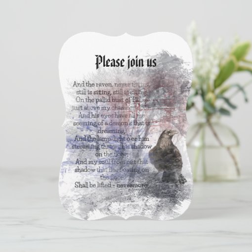 Halloween Party Edgar Allan Poe Raven Poem Invitation | Zazzle