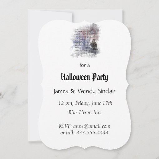 Halloween Party Edgar Allan Poe Raven Poem Invitation | Zazzle