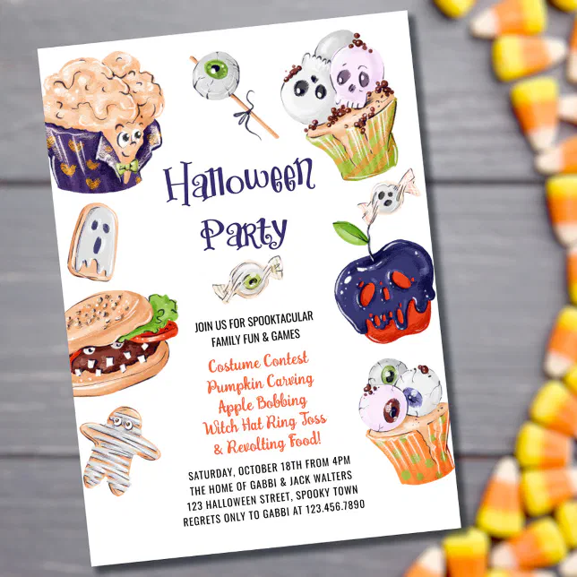 Halloween Party Food and Spooktacular Fun Invitation | Zazzle