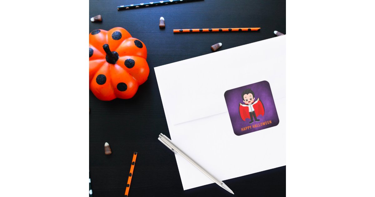 Halloween Party for Kids Vampire Square Sticker | Zazzle