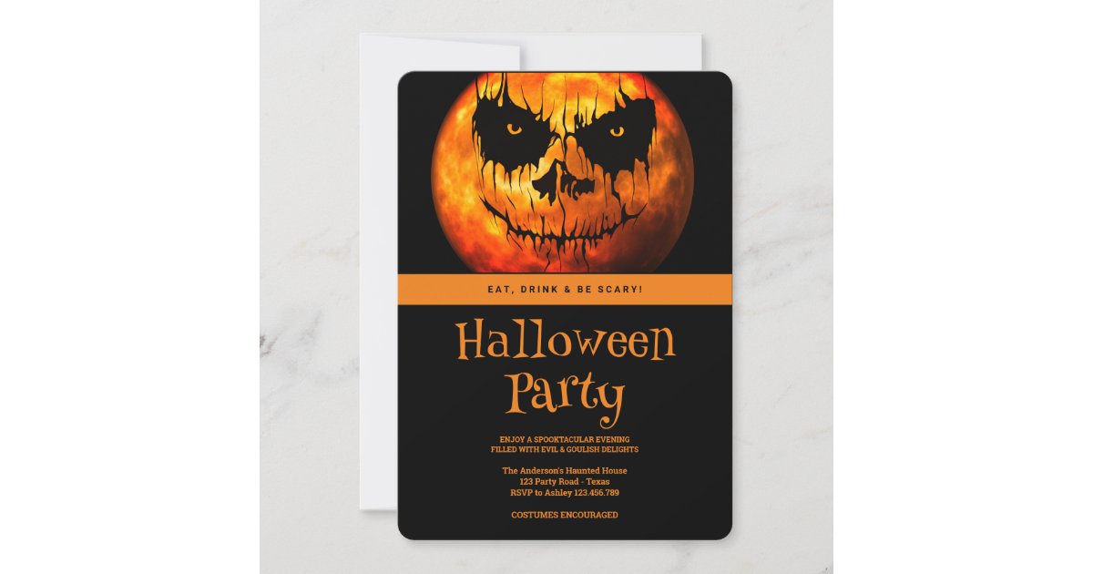 Halloween Party Gothic Dark SpookyMoon Invitation | Zazzle