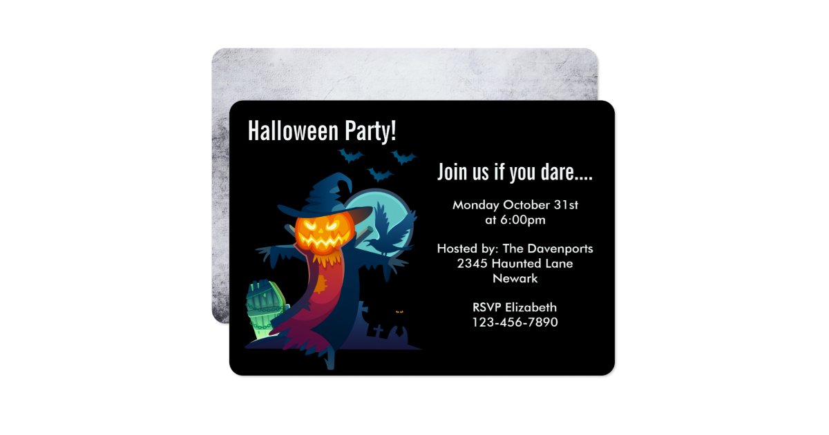 Halloween Party Haunted Scarecrow Invitation | Zazzle.com