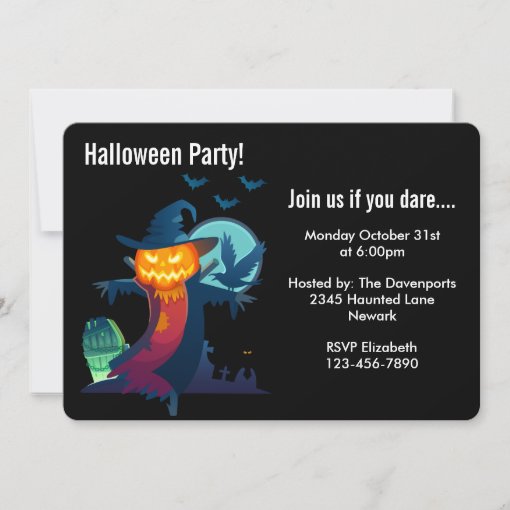 Halloween Party Haunted Scarecrow Invitation | Zazzle