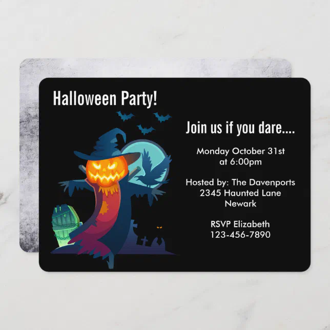 Halloween Party Haunted Scarecrow Invitation | Zazzle