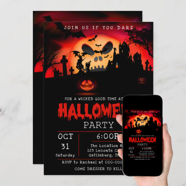 Halloween Party Invitation Creepy | Zazzle