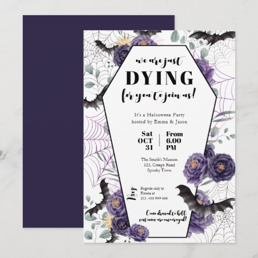 Halloween Party Invitation Floral Grave | Zazzle