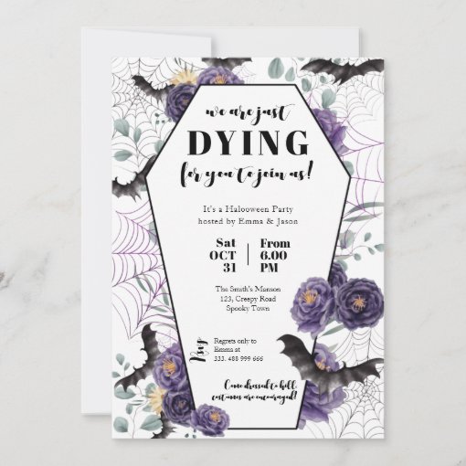 Halloween Party Invitation Floral Grave | Zazzle