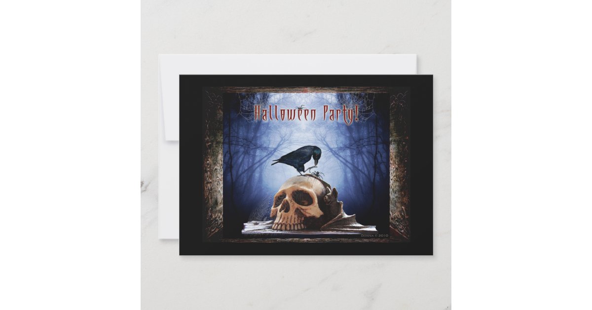 Halloween Party Invitation - Raven on Skull | Zazzle
