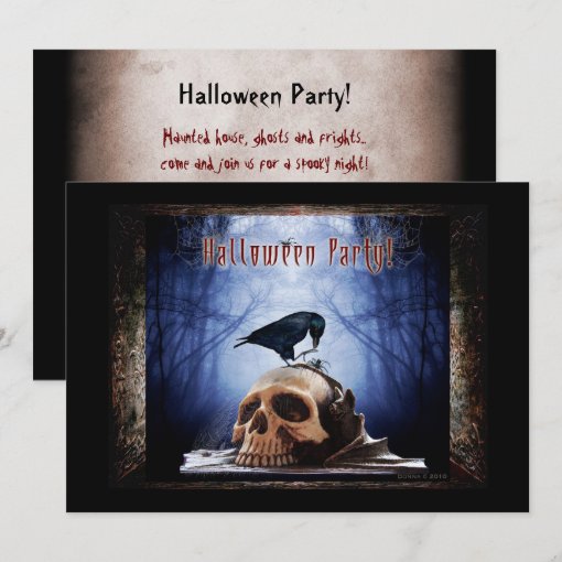 Halloween Party Invitation - Raven on Skull | Zazzle