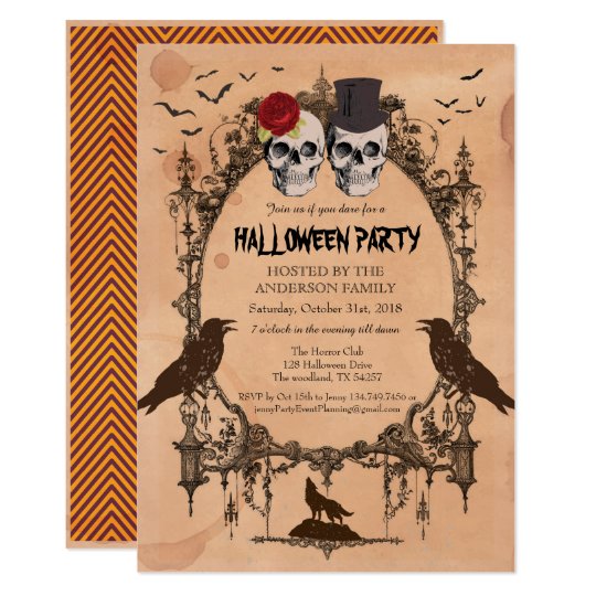 Halloween party invitation. Rustic sugar skull Invitation | Zazzle.com