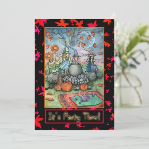 Halloween Party Invitations Little Witch Party | Zazzle