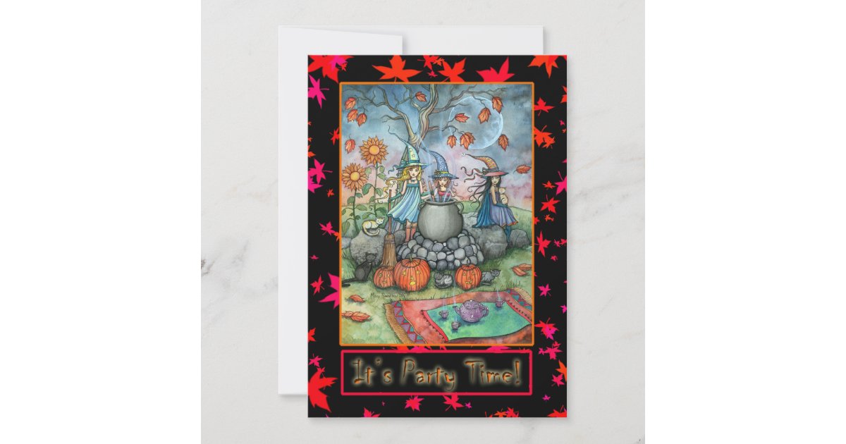 Halloween Party Invitations Little Witch Party | Zazzle
