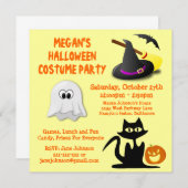 Halloween Party Kids Cute Fun Ghost Pumpkin Cat Invitation | Zazzle