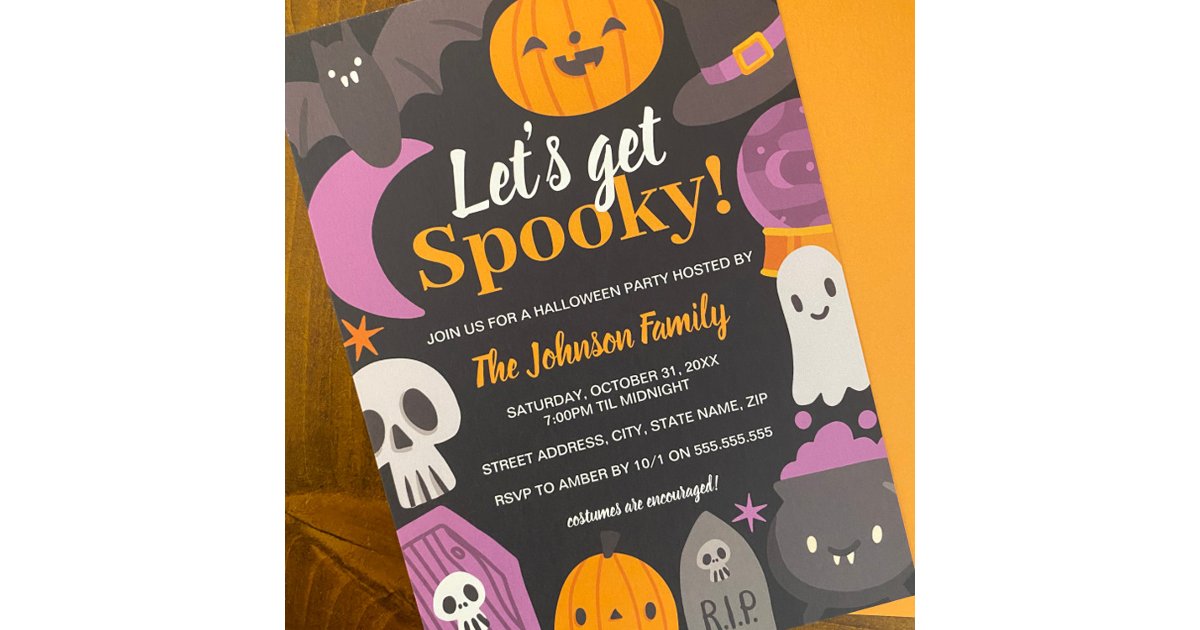 Halloween Party Let's Get Spooky Cute Invitation | Zazzle