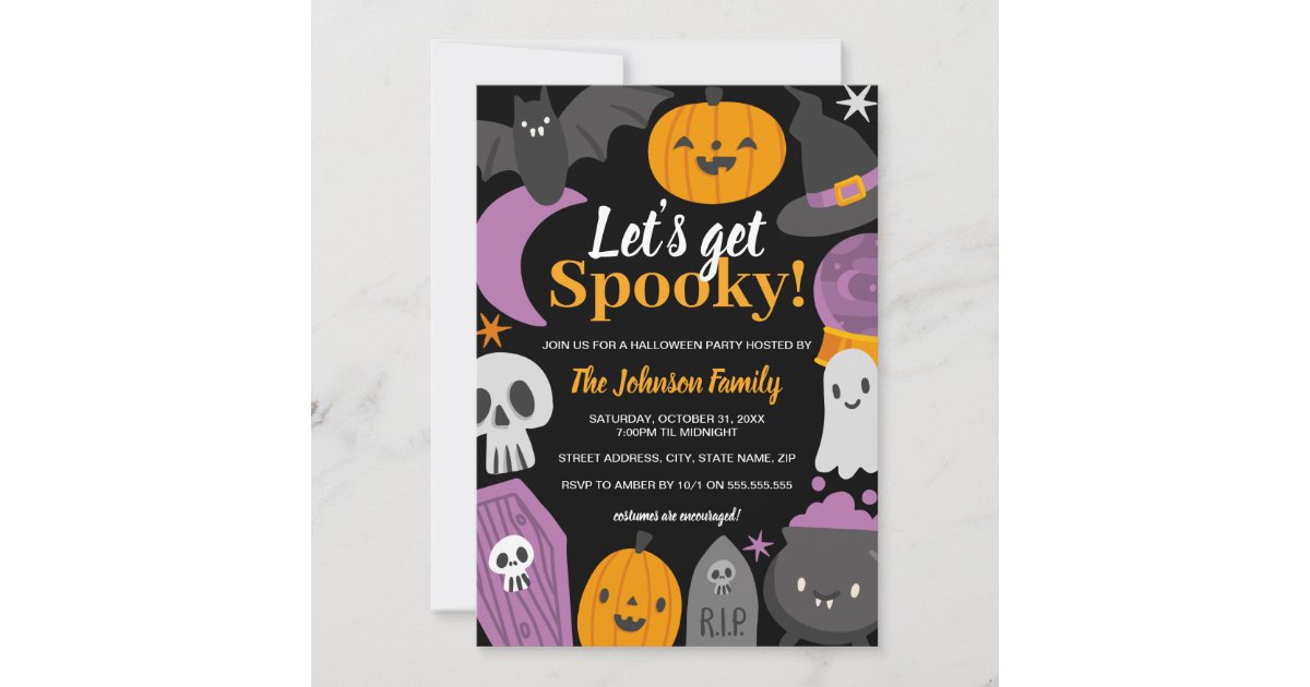 Halloween Party Let's Get Spooky Invitation | Zazzle