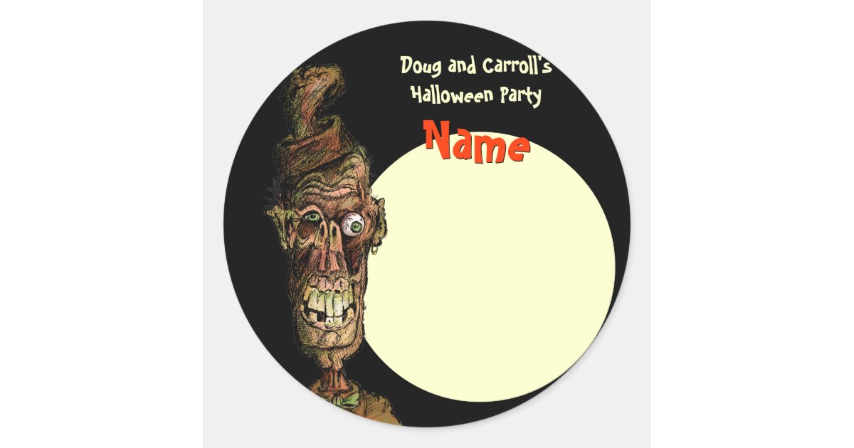 Halloween Party Name Tag - Nutty Hat Zombie | Zazzle