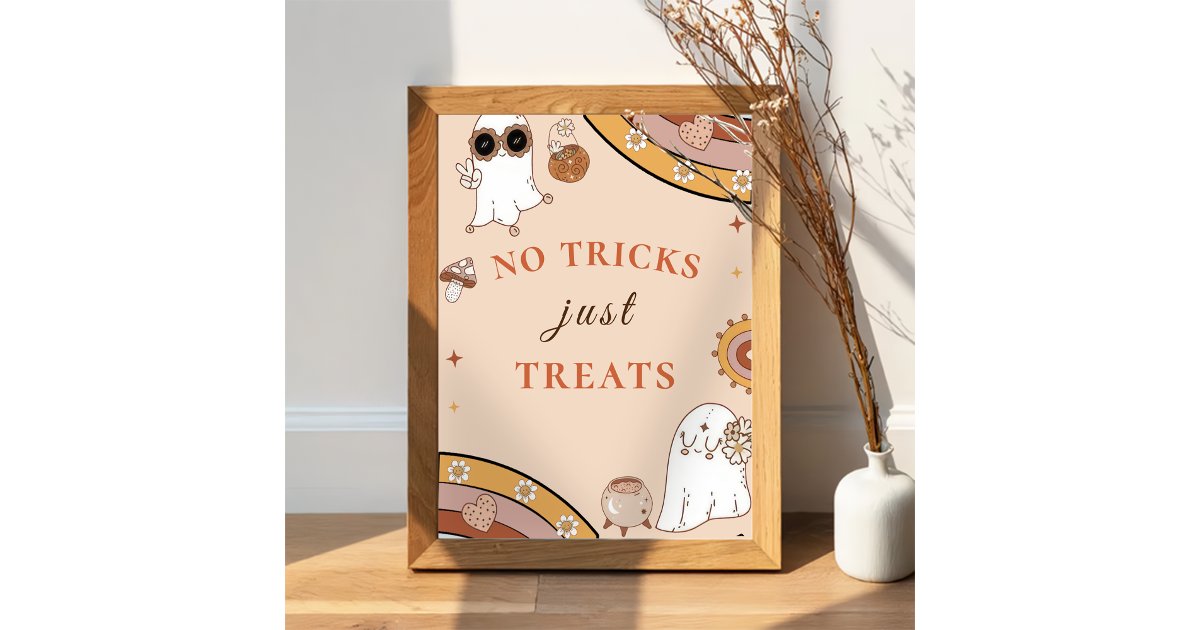 Halloween Party No Trick Just Treats Sign | Zazzle