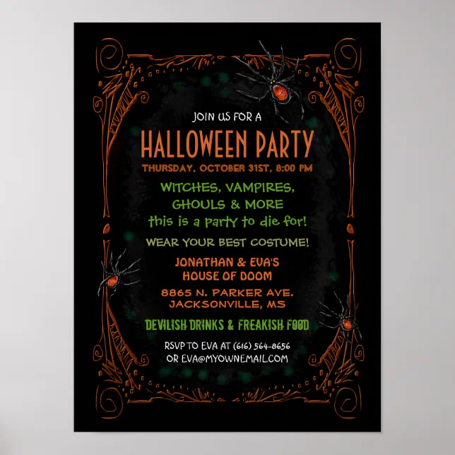 Halloween Party Poster 12 x 16 | Zazzle
