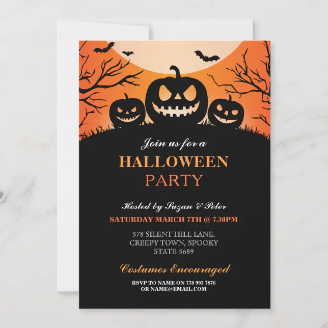 Halloween Party Pumpkin Scary Fun Invitation | Zazzle