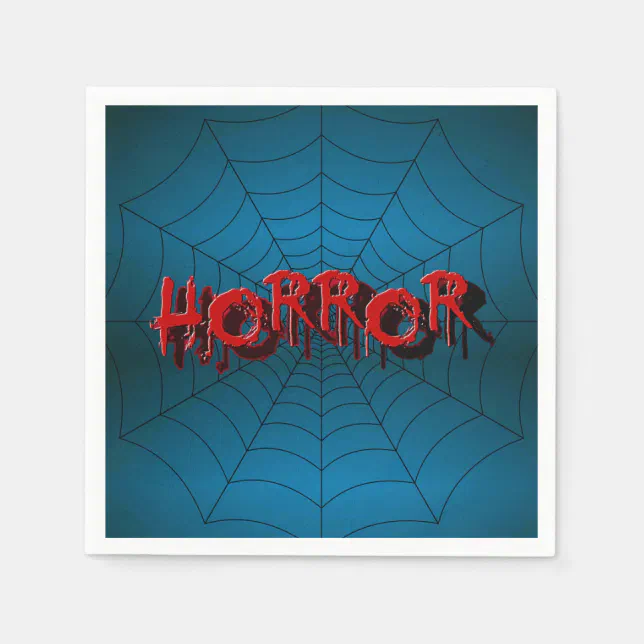 Halloween Party Red Horror Spider Web Blue Scary Napkins | Zazzle