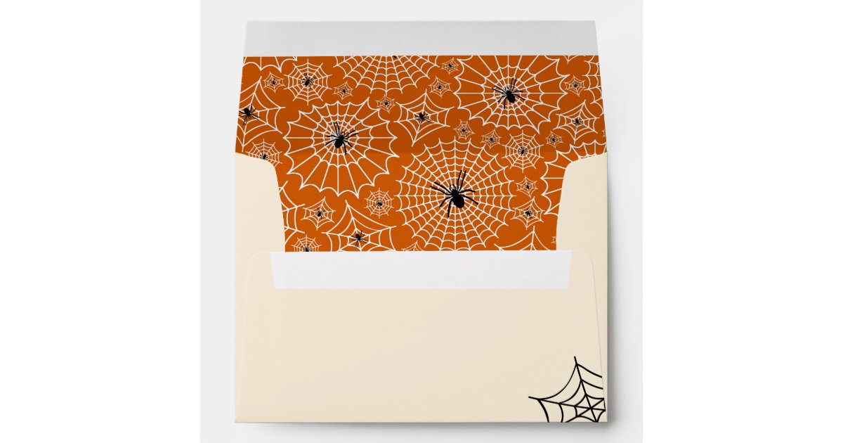 Halloween Party Retro Fall Spiders Pumpkin Ghost Envelope | Zazzle