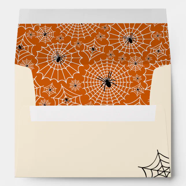 Halloween Party Retro Fall Spiders Pumpkin Ghost Envelope | Zazzle