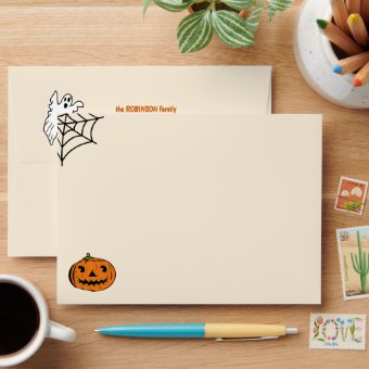 Halloween Party Retro Fall Spiders Pumpkin Ghost Envelope | Zazzle