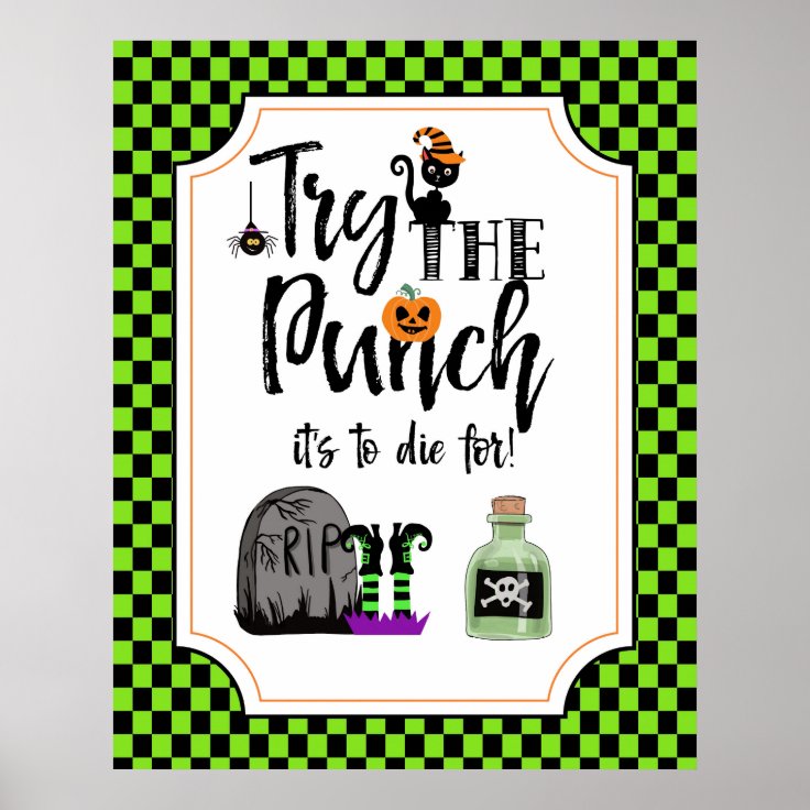 halloween party sign try the punch bar sign | Zazzle