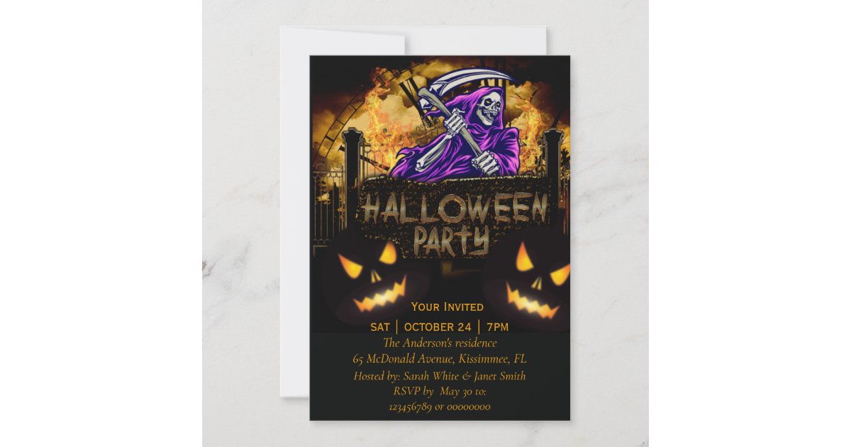 Halloween Party skeleton party invitation | Zazzle