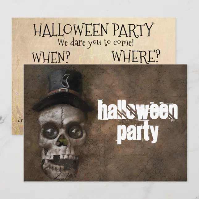 Halloween Party Skull Invitation Personalized | Zazzle
