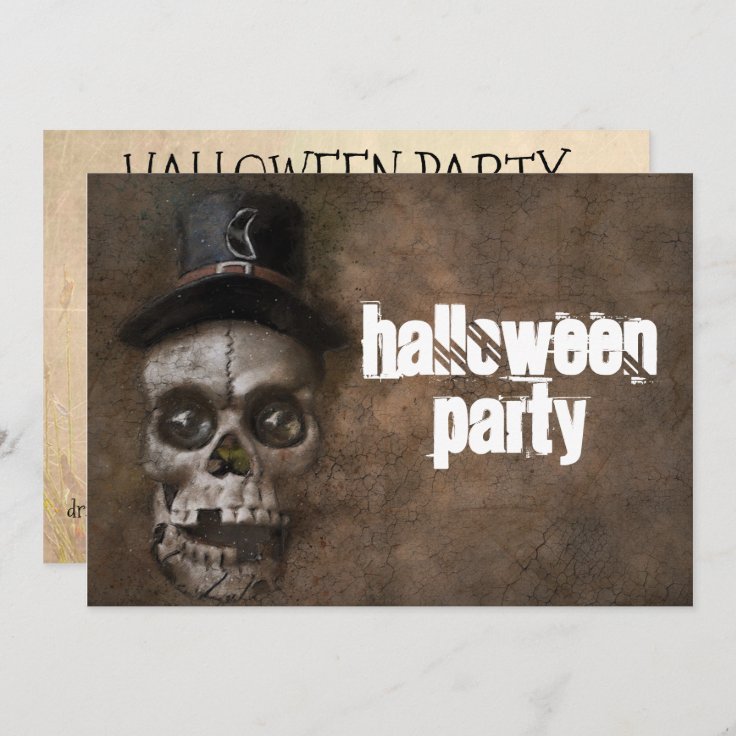 Halloween Party Skull Invitation Personalized | Zazzle